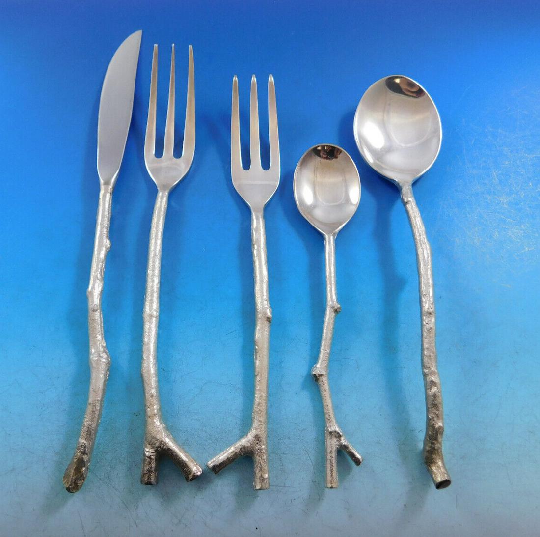 Twigware By Michael Aram Silverplated Cast Brass Flatware Set Branches ...