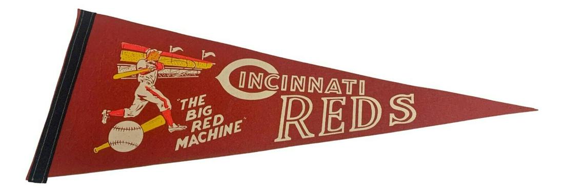 Vintage 1970s Cincinnati Reds 30" Pennant The Big Red Machine Auction