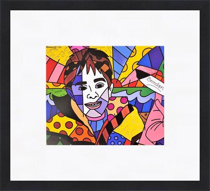 Romero Britto Print Brendan Custom Gallery Framed Auction