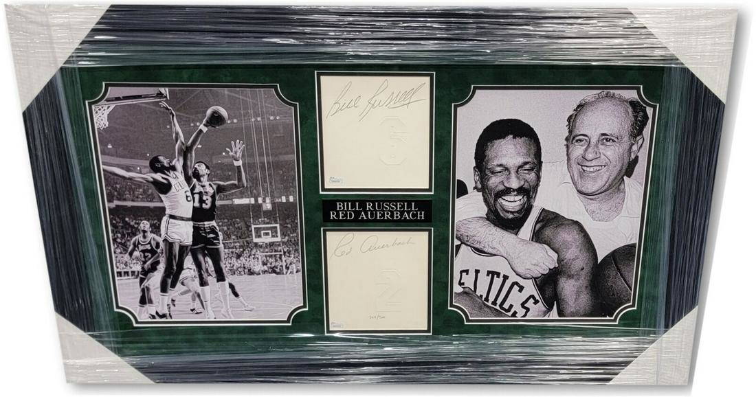 Bill Russell Red Auerbach Hand Signed Autographed Cut Custom Framed W ...