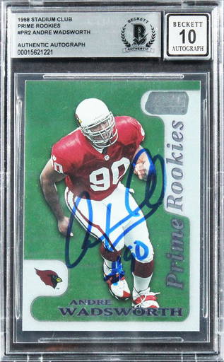 Cardinals Andre Wadsworth Signed 1998 Stadium Club Pr #pr2 Card Auto 10 ...