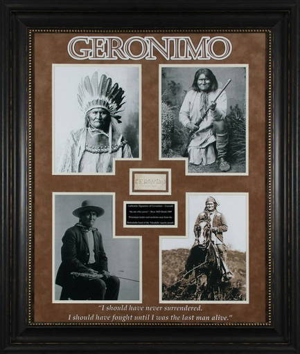 Geronimo Signed & Framed 1.5x3 Cut Signature Jsa #yy12925