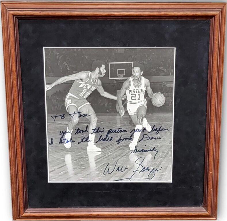 Walt Frazier Signed Autographed 11x14 Photo Pistons V Dave Bing Framed ...