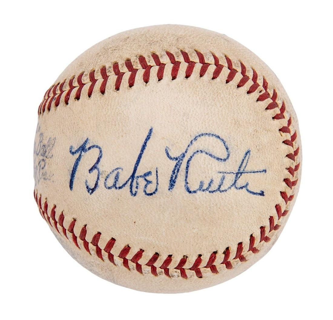 Stunning Babe Ruth Single Signed 1940s American League Baseball Psa Dna ...