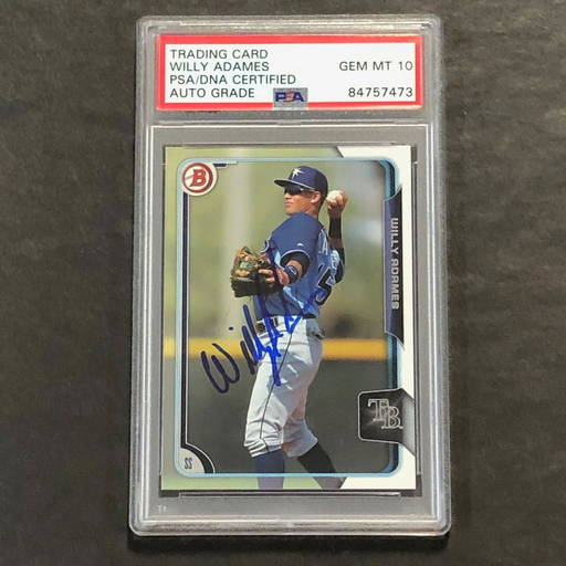 2015 Bowman #105 Willy Adames Signed Card Psa Slabbed Auto Grade 10 Rays