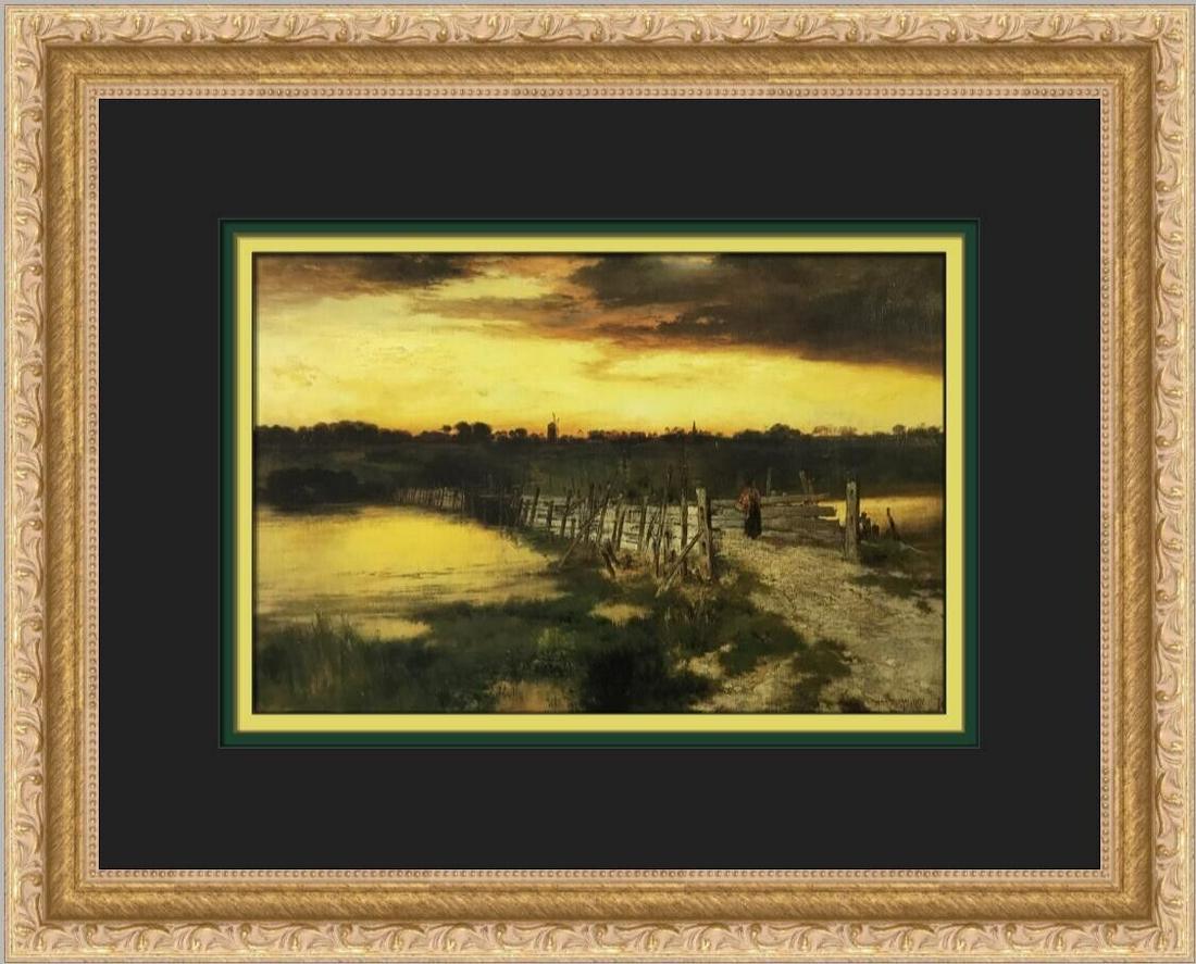 Thomas Moran The Old Bridge Over Hook Pond East Hampton Custom Framed ...