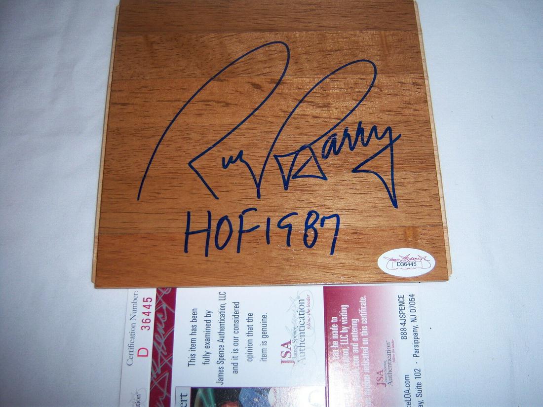 Rick Barry Warriors Jsa/coa Signed 6x6 Floorboard Auction