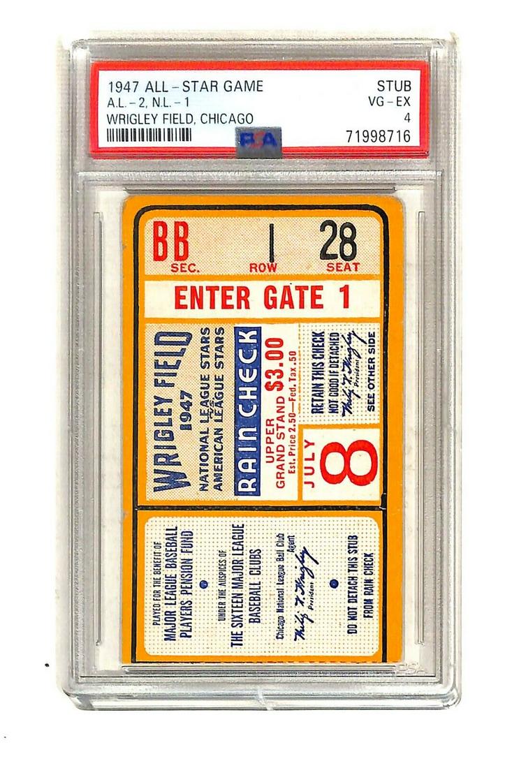 1947 Mlb All Star Game Ticket Psa 4 Wrigley Field Dimaggio Williams