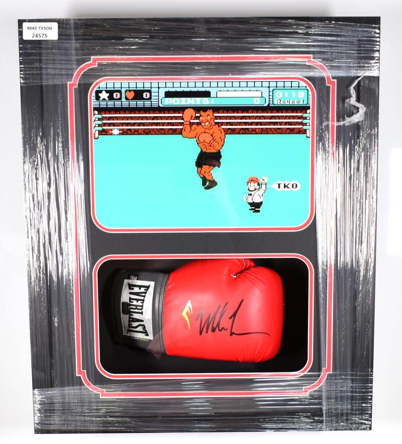 Mike Tyson Autographed Shadow Box Punch Out Red Everfreshboxing Glove ...