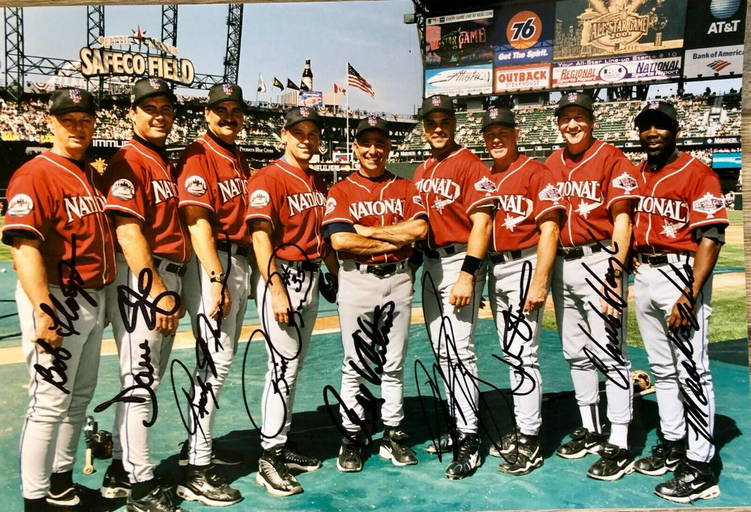 2001 New York Mets 12x8 All Star Game Photo Signed By 9 (piazza ...