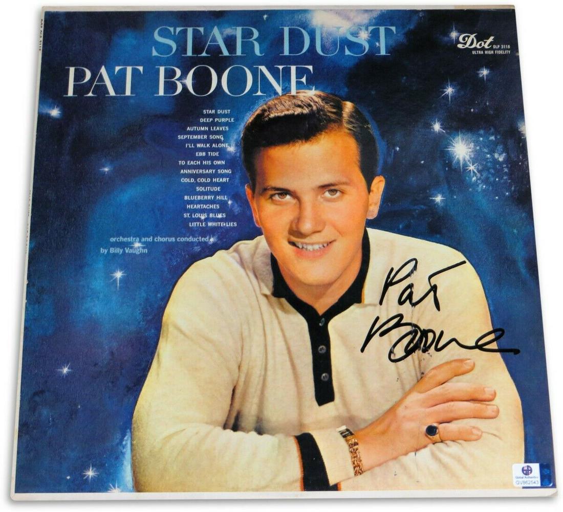 Pat Boone Signed Autographed Album Cover Star Dust Vintage W/record Auction