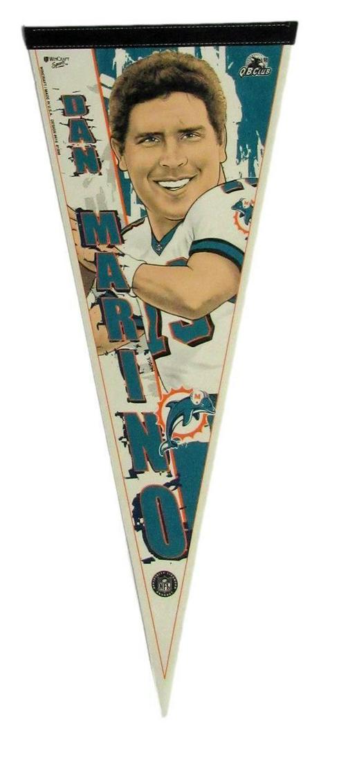 Vintage 1990s Dan Marino Miami Dolphins Nfl Football 30x12 Felt Pennant