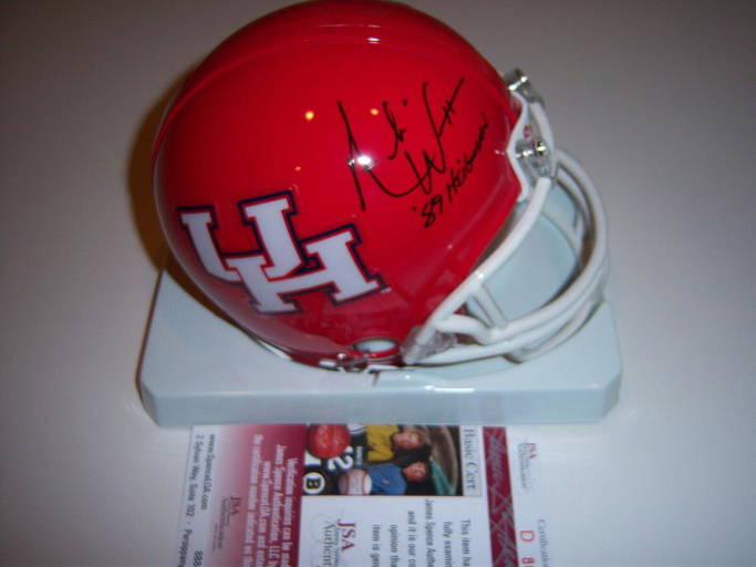 Andre Ware Houston Cougars 89 Heisman Jsa/coa Signed Mini Helmet