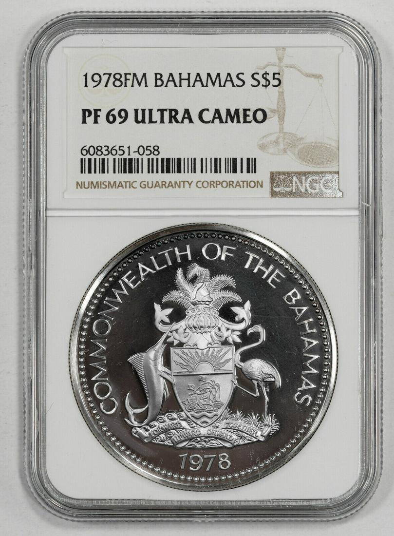 1978 Fm Proof Bahamas Shield Flag S$5 Pirate Motto Ngc Pf 69 Ultra ...