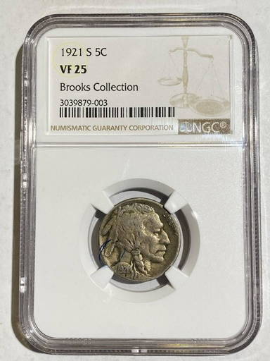 1921 S Buffalo Ngc Vf 25 Brooks Collection Ext. Feather