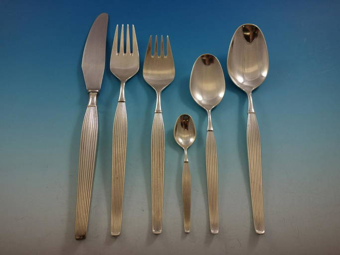 Savoy By Frigast Sterling Silver Flatware Set 12 Service 82 Pcs Danish