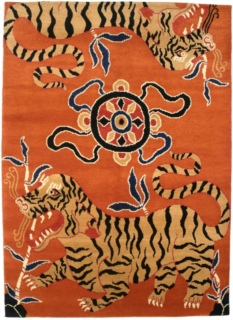 Tribal Nepali Bengal Tiger Design 4x6 Handmade Rug Plush Wool Oriental ...