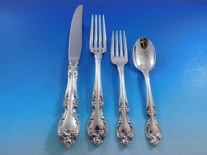 Melrose By Gorham Sterling Silver Flatware Set For 12 Service 48 Pcs ...