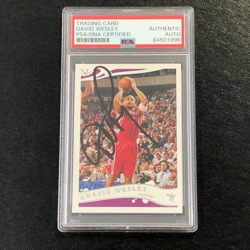 2005 Topps #92 David Wesley Signed Card Auto Psa Slabbed Rockets