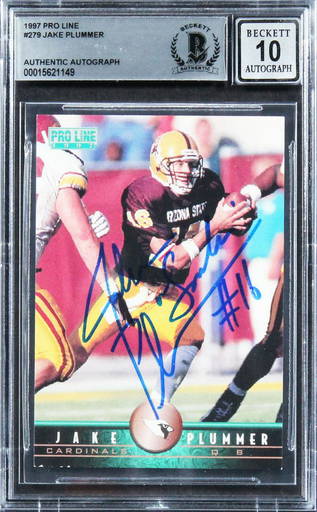 Cardinals Jake Plummer Signed 1997 Pro Line #279 Rookie Card Auto 10 ...