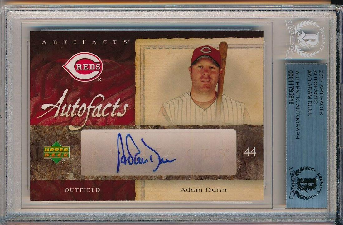 Adam Dunn Cincinnati Reds Signed 2007 Artifacts Autofacts Card Beckett ...