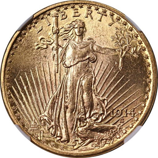 1914 D Saint Gaudens Gold $20 Ngc Ms63 Superb Eye Appeal Strong Strike