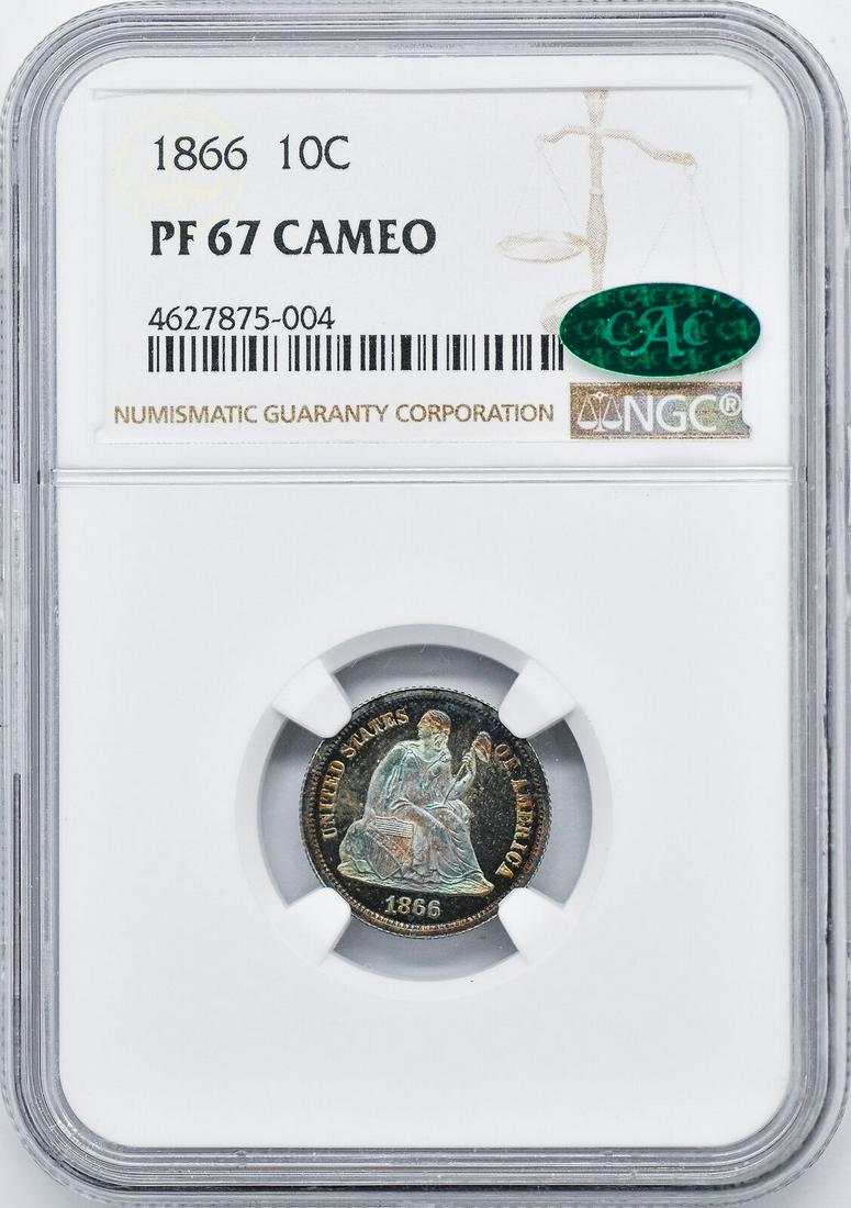 1866 Liberty Seated 10c Ngc Pr 67 Cam Auction