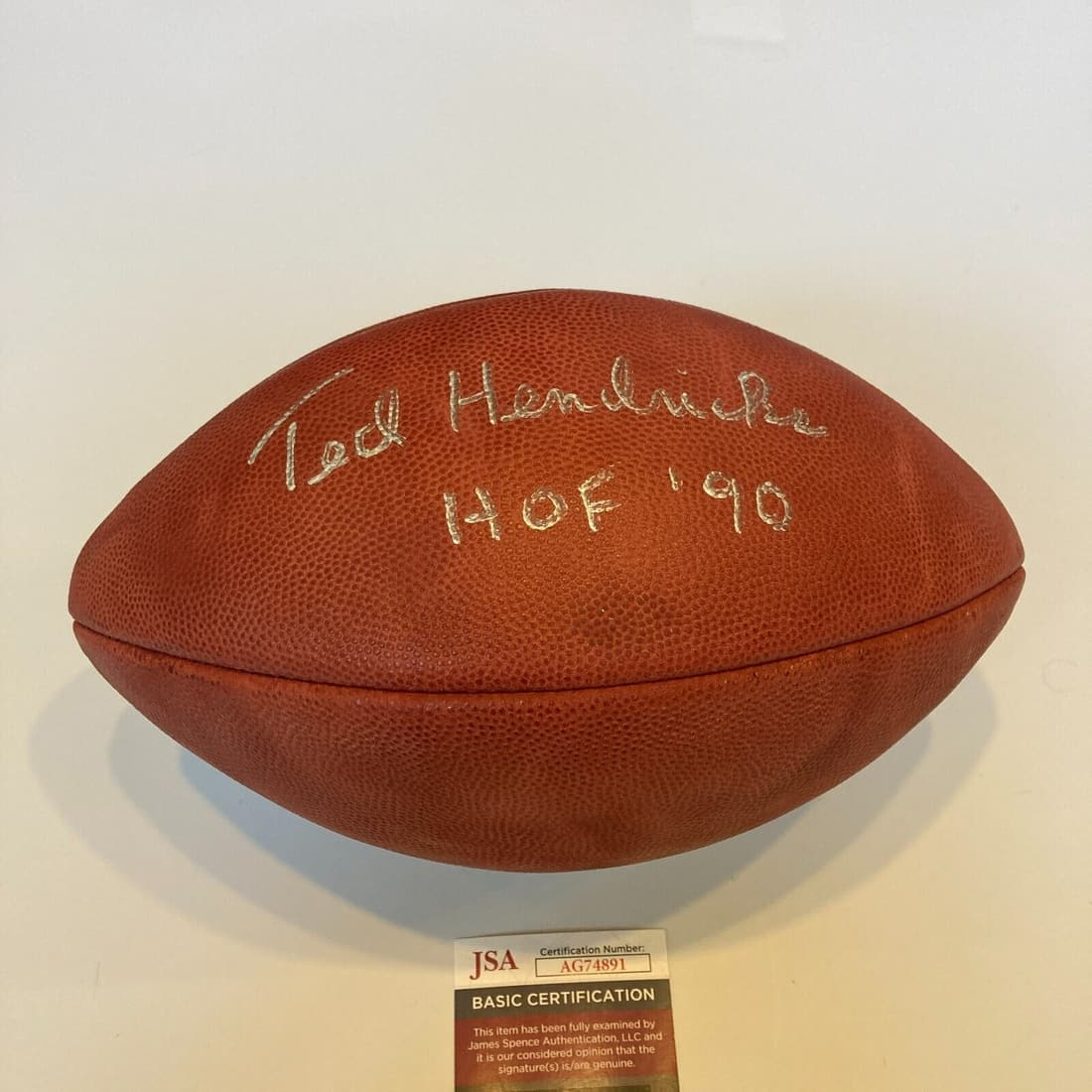 Ted Hendricks Hall Of Fame 1990 Signed Wilson Nfl Game Football Jsa Coa ...