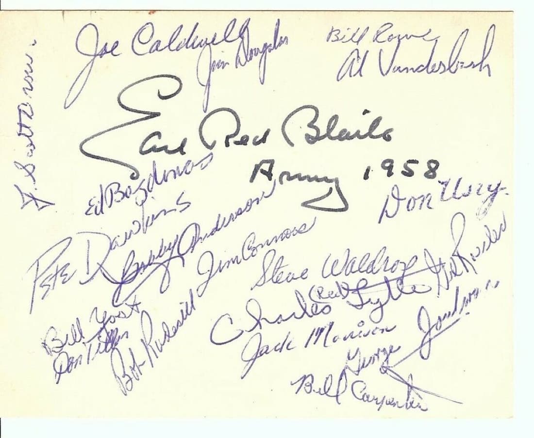 1958 Army Team Signed Autographed Cut Earl Red Blaik 19 Total Autos Jsa ...