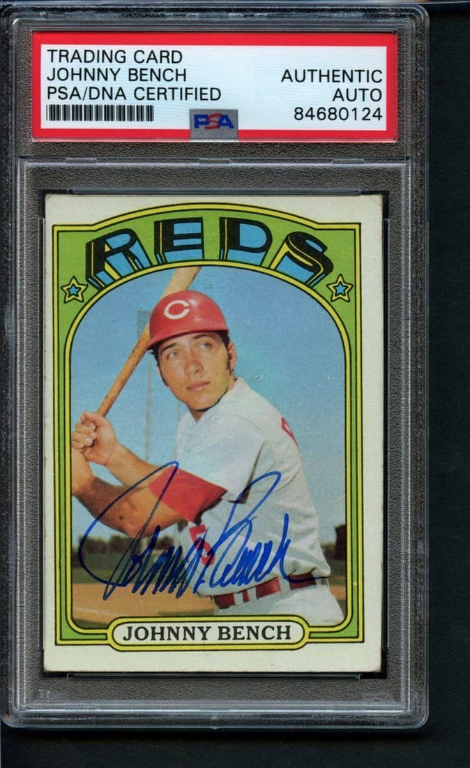 1972 Topps Johnny Bench Hof #433 Card Signed Cincinnati Reds Psa/dna ...