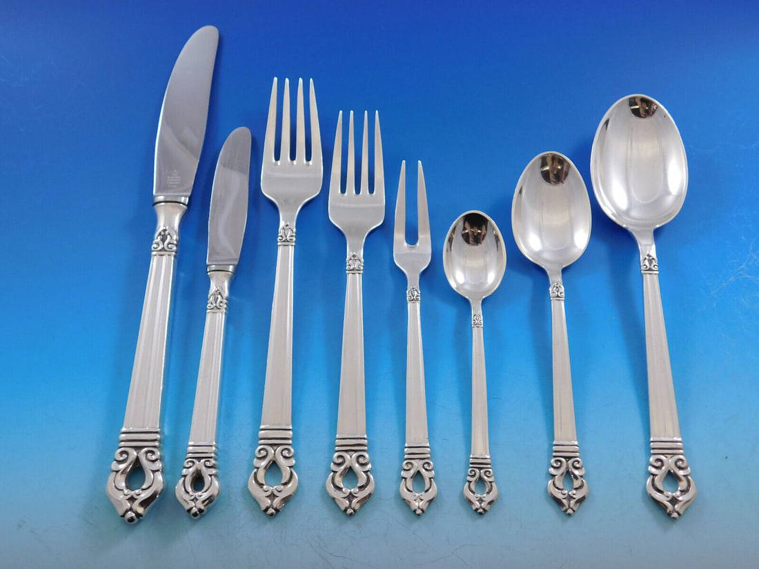 Acorn By Codan Mexican Sterling Silver Flatware Set For 12 Service 99 ...