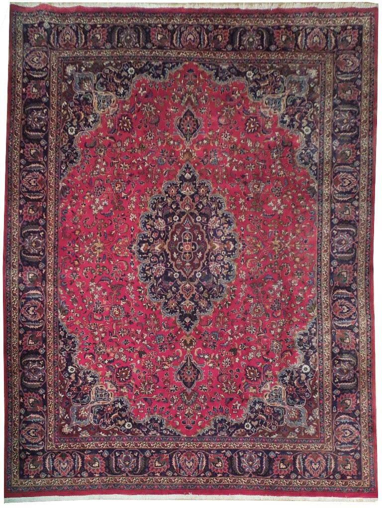 10 X 13 Dark Maroon Persian Semi-antique Kashan Rug Auction