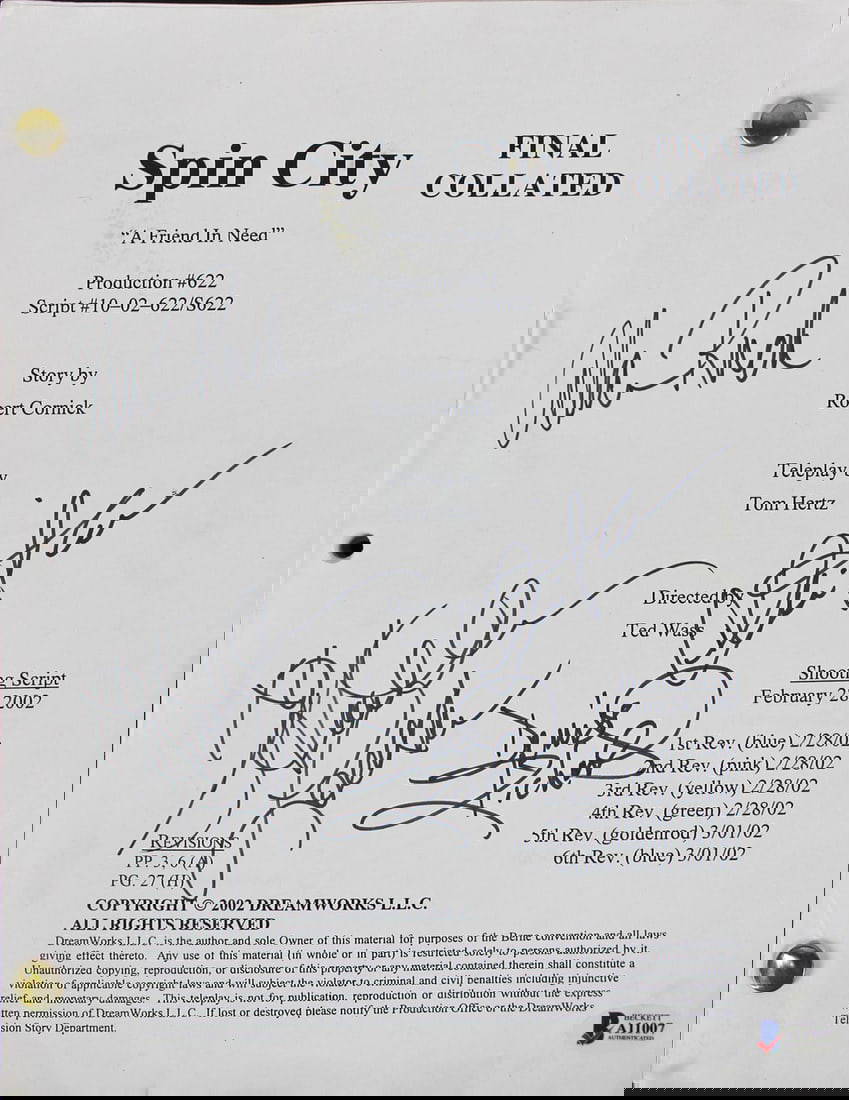 Spin City (4) Sheen Richards Locklear & Ruck Signed Used Tv Script Bas ...