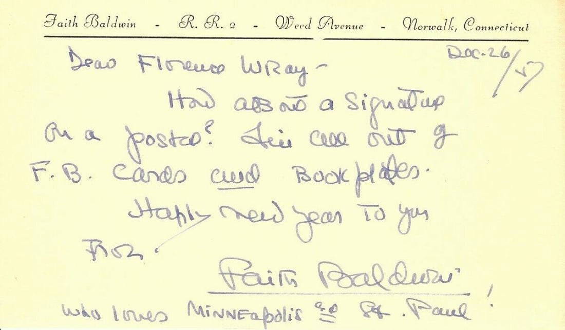 Faith Baldwin Signed Autographed Cut Signature American Or Jsa Auction