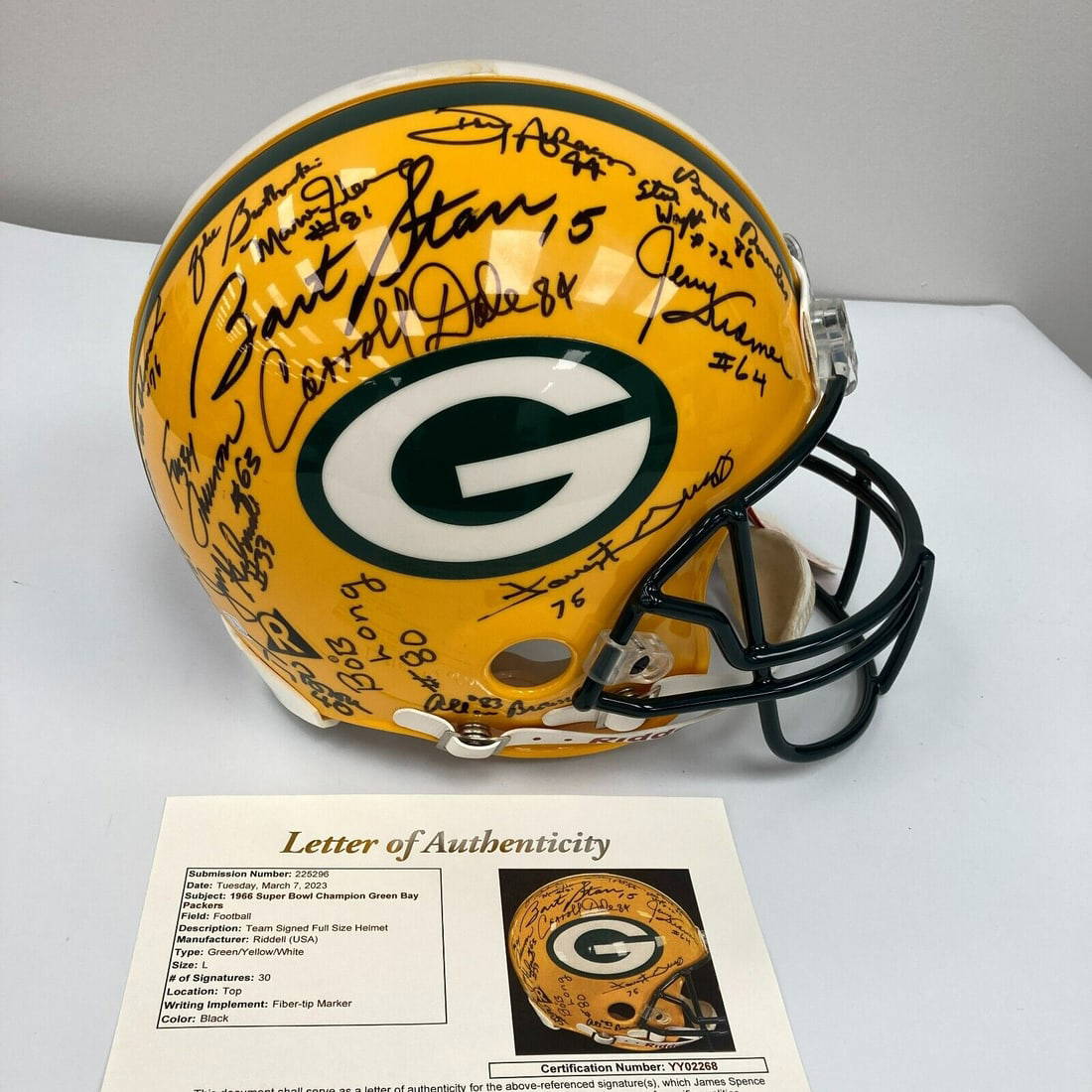 1966 Green Bay Packers Super Bowl 1 Champs Team Signed Helmet Jsa Coa ...