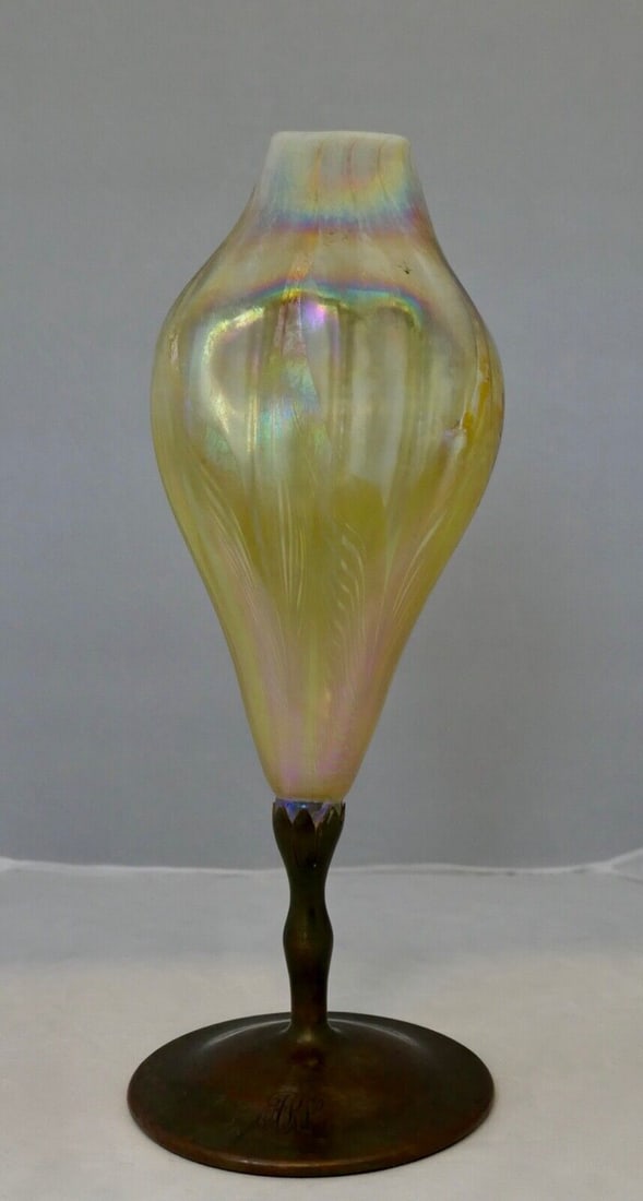 Tiffany Studios Art Glass Vase In Bronze Holder Auction