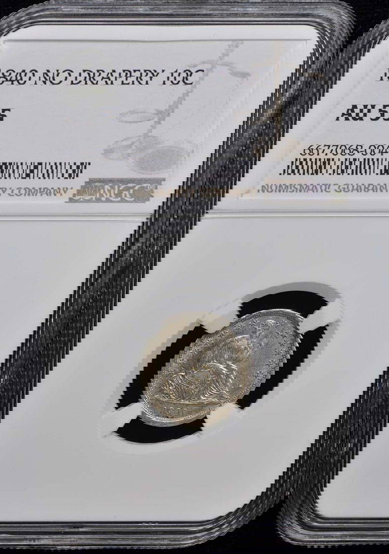 1840 Seated Liberty Dime No Drapery 10c Ngc Au55 Auction