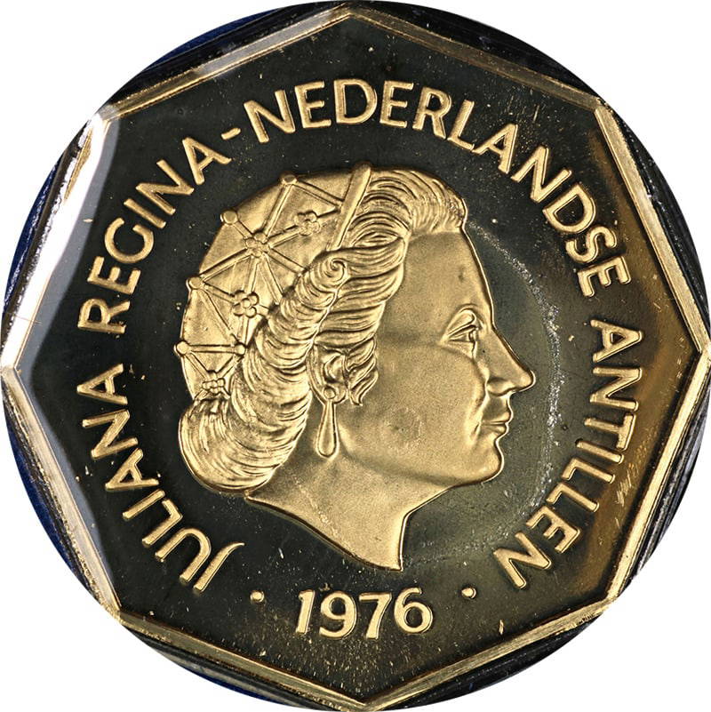 1976 Netherlands Antilles 250 Guilder Proof Gold Coin - 7.95gr .900 ...