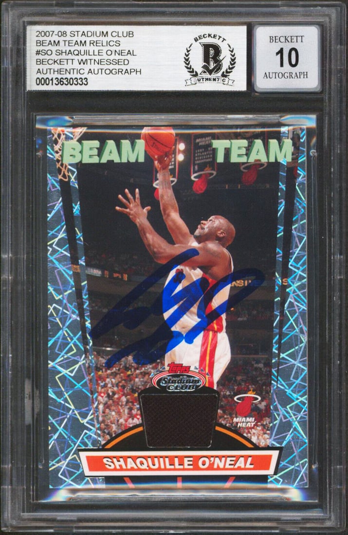 Shaquille Oneal Signed 2007 Stadium Club Relics #so Card Auto Grade 10 ...