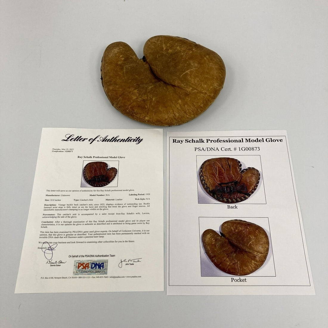 Ray Schalk 1920 Game Used Baseball Glove Hall Of Fame Psa Dna Coa Auction