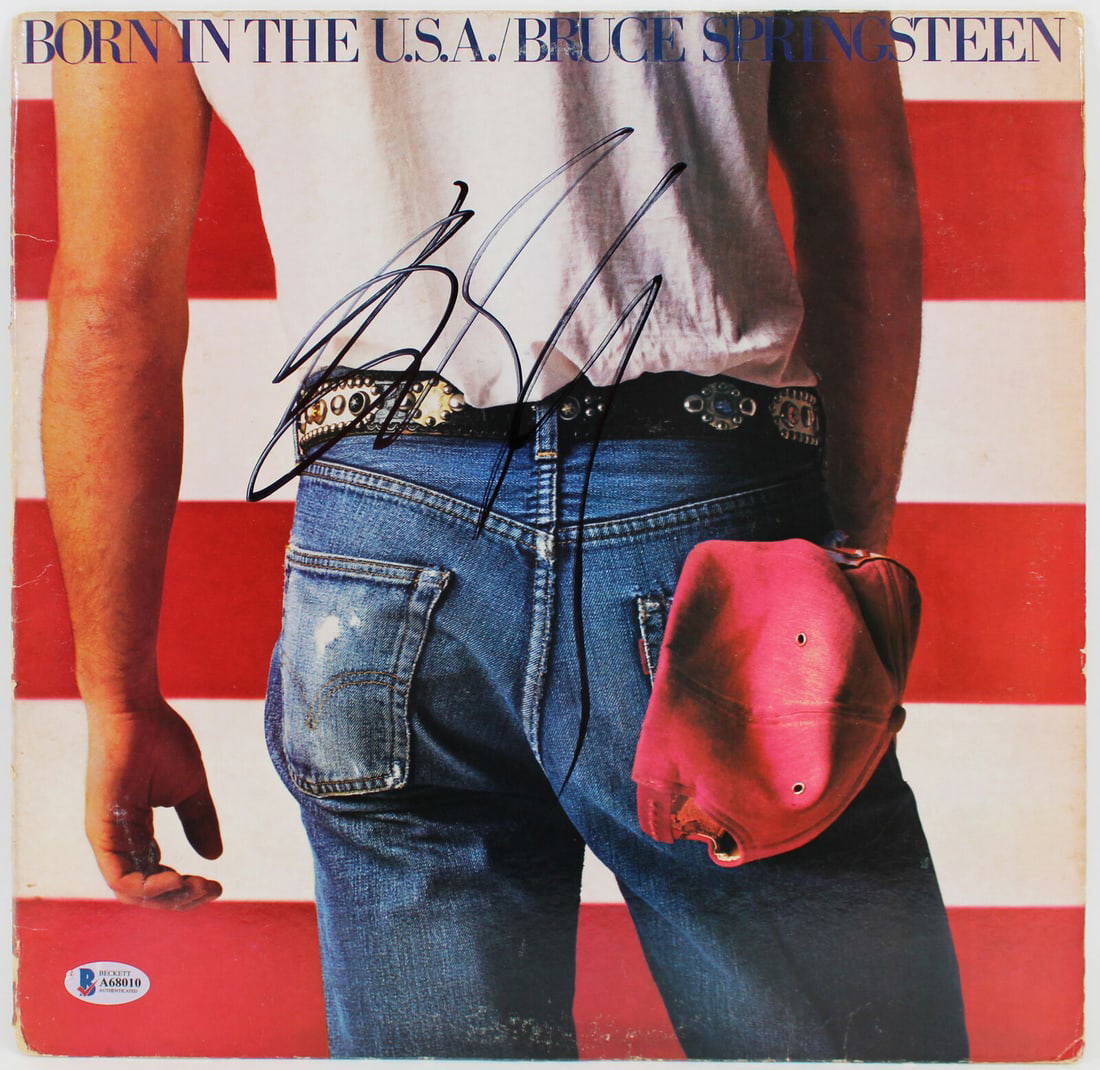 Bruce Springsteen Signed Born In The Usa Album Cover W/ Vinyl Bas # ...