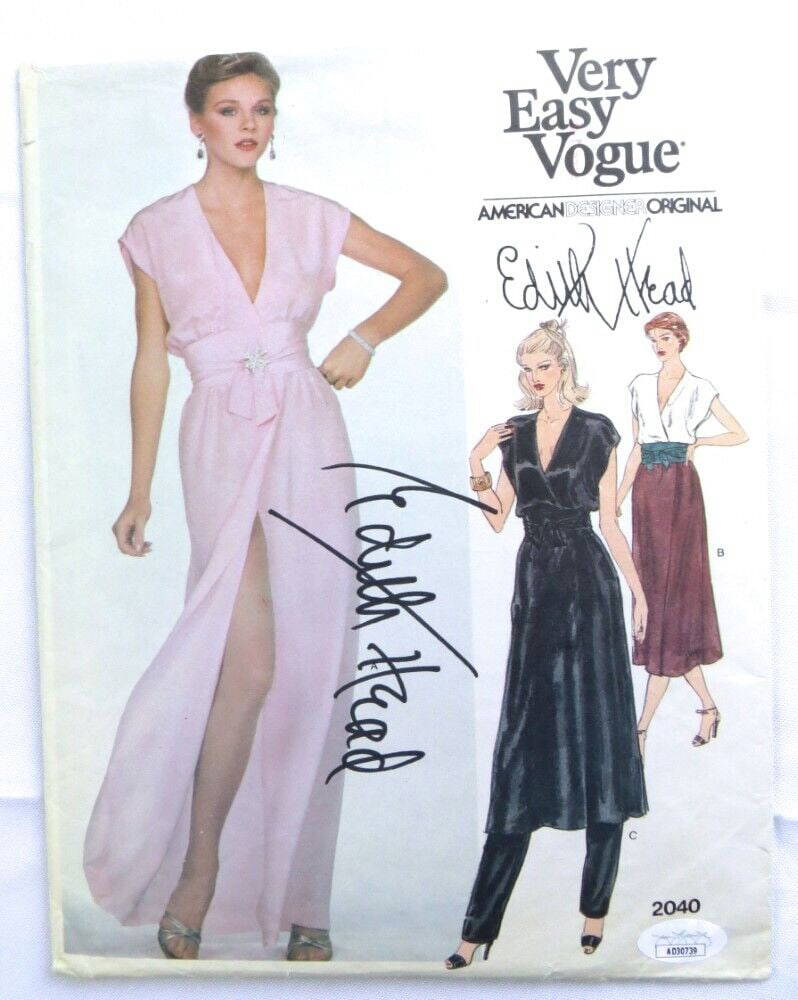 Edith Head Signed Autographed Dress Pattern Oscar Winning Costumer Jsa ...