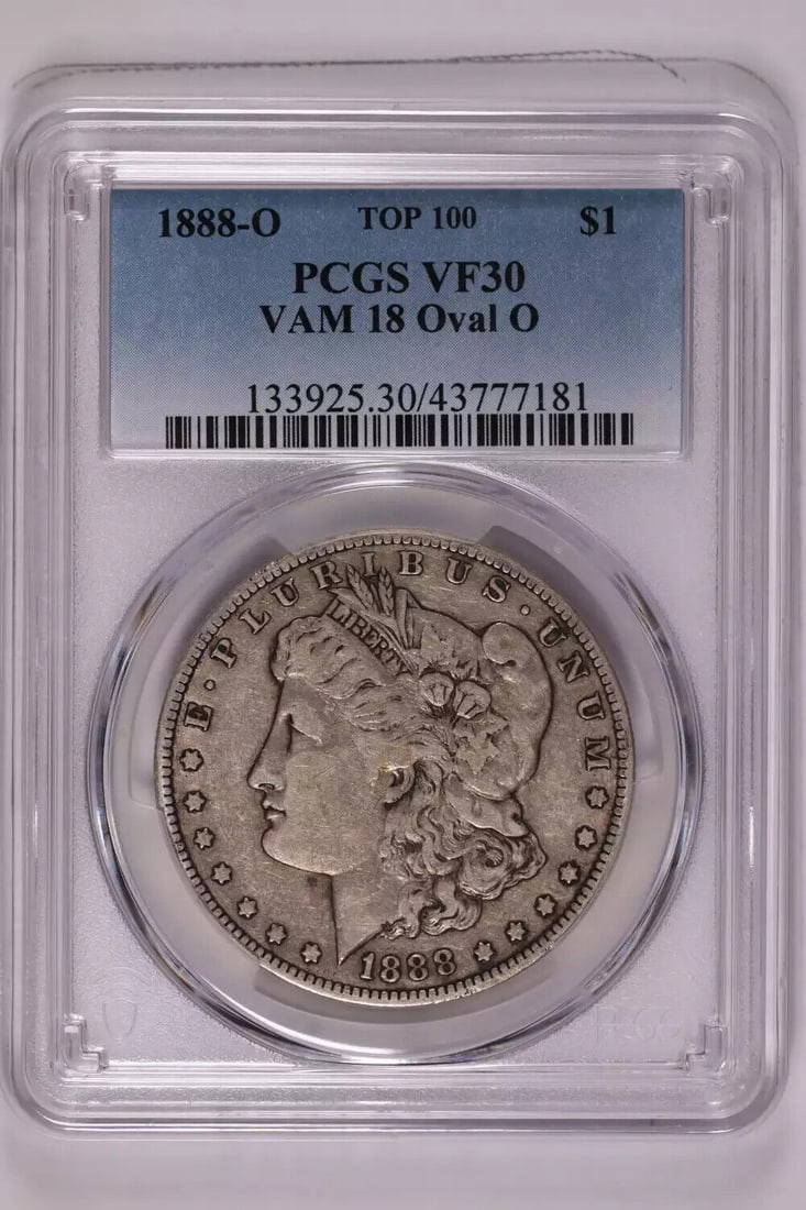 1888-o Vam 18 "oval O" Top 100 Morgan Dollar Pcgs Vf30 Auction