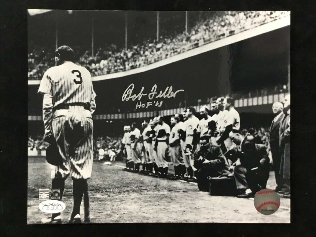 Bob Feller Pitcher Cleveland Indians Signed Baseball B&w Photo Jsa Iv ...