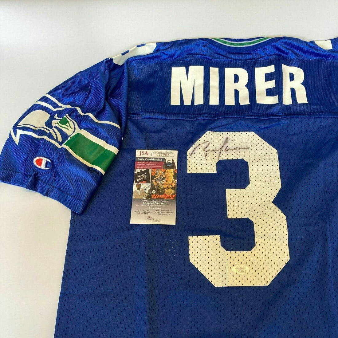 Rick Mirer Signed 1990s Seattle Seahawks Game Model Jersey Jsa Coa Auction