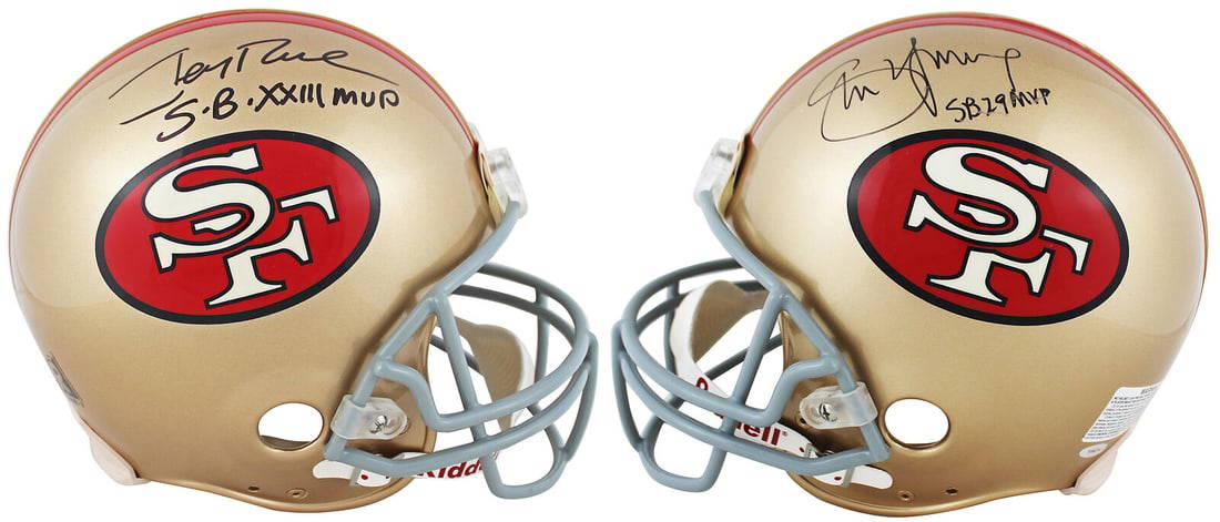 49ers Jerry Rice & Steve Young "sb Mvp" Signed Full Size Proline Helmet ...