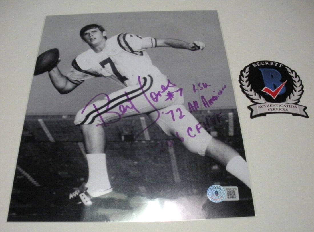 Bert Jones Lsu Tigers 72 All-american Chof Last 1 Beckett/coa Signed ...