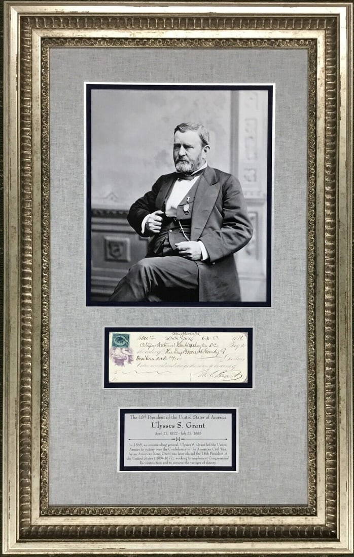 President Ulysses S. Grant Signed Bank Check Custom Framed Jsa Loa Auction