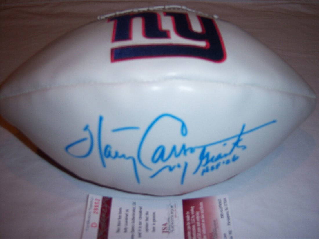 Harry Carson Giants Hof Jsa/coa Signed Football Auction