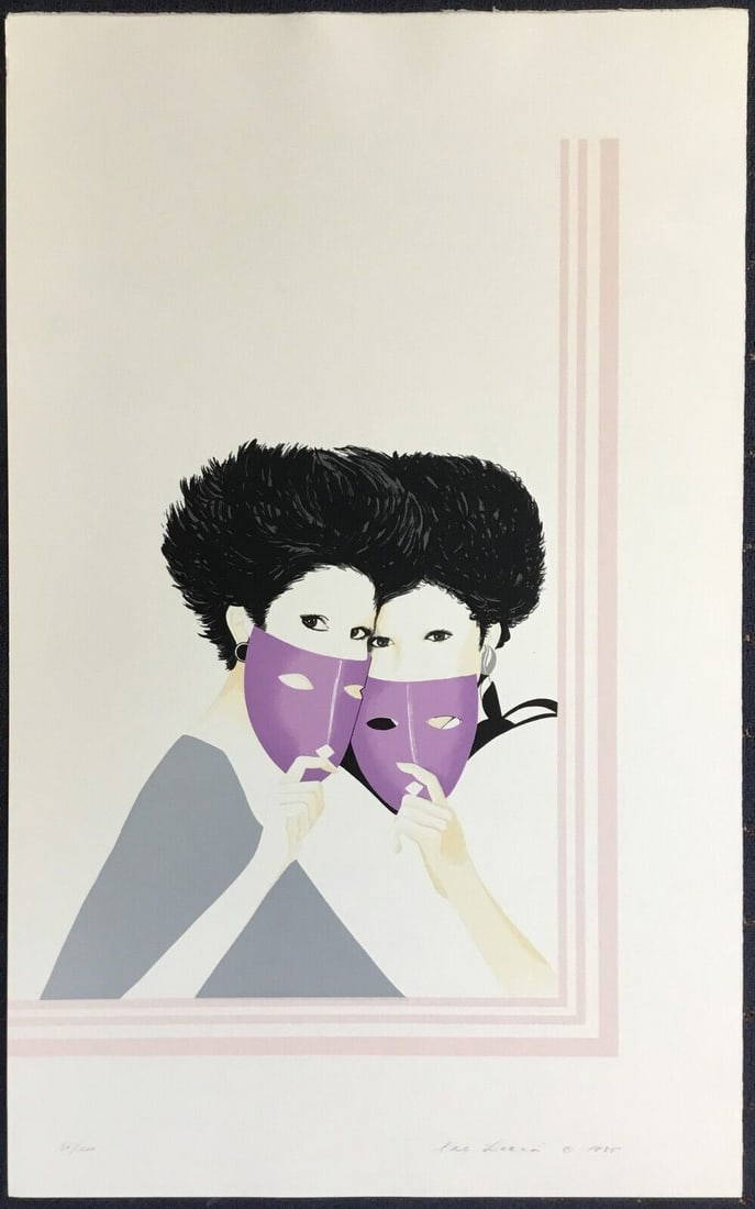 Licea Twin Masks Signed And Numbered L/ed Lithograph Auction